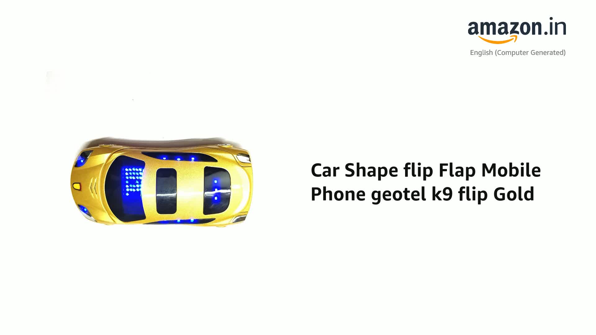 Watch Car Shape flip Flap Mobile Phone geotel k9 flip Gold on Amazon Live