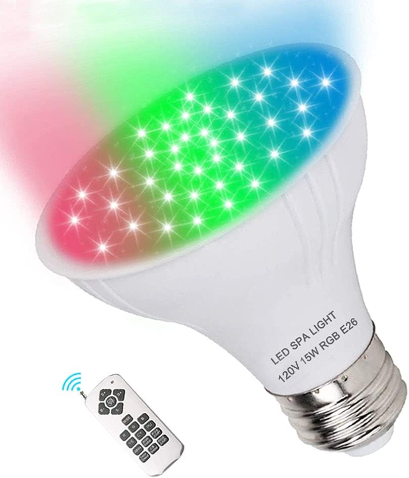 Amazon.com : MOSELNY LED Spa Light Bulb 120V RGB 15W Color Changing LED ...