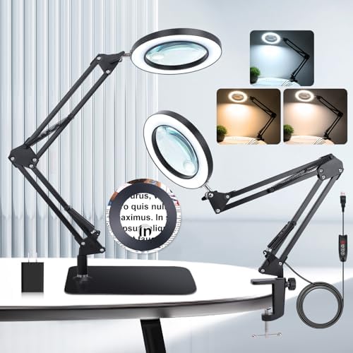 Amazon.com: 10X 20X Magnifying Glass with Light and Stand and Clamp, 2 ...