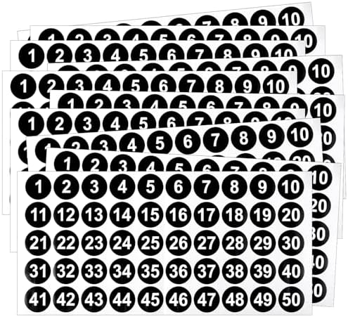 Ouligay 10 Sheets Number Stickers 1-50,Small Number Stickers,Self ...