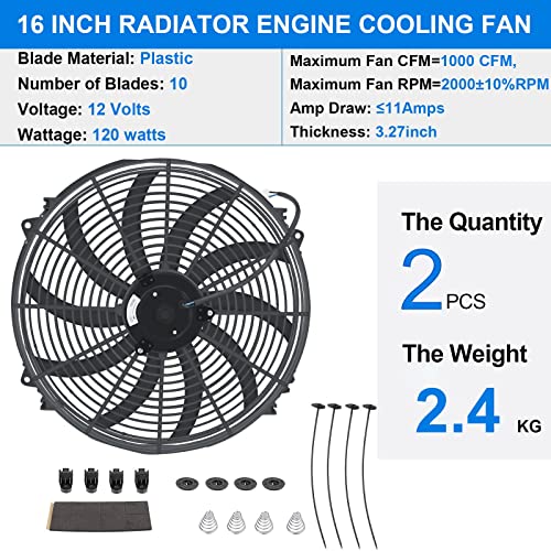 Snapklik.com : 2PCS 16 Inch Universal Slim Fan Push Pull Electric ...