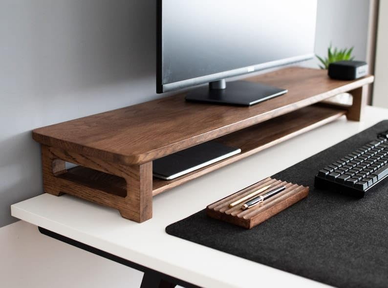 carpentray Store 66Cm Wooden Monitor Stand with Storage Organizer for ...