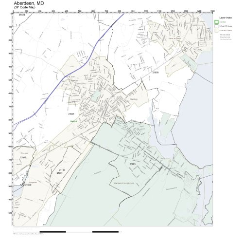 Amazon.com : ZIP Code Wall Map of Aberdeen, MD ZIP Code Map Not ...