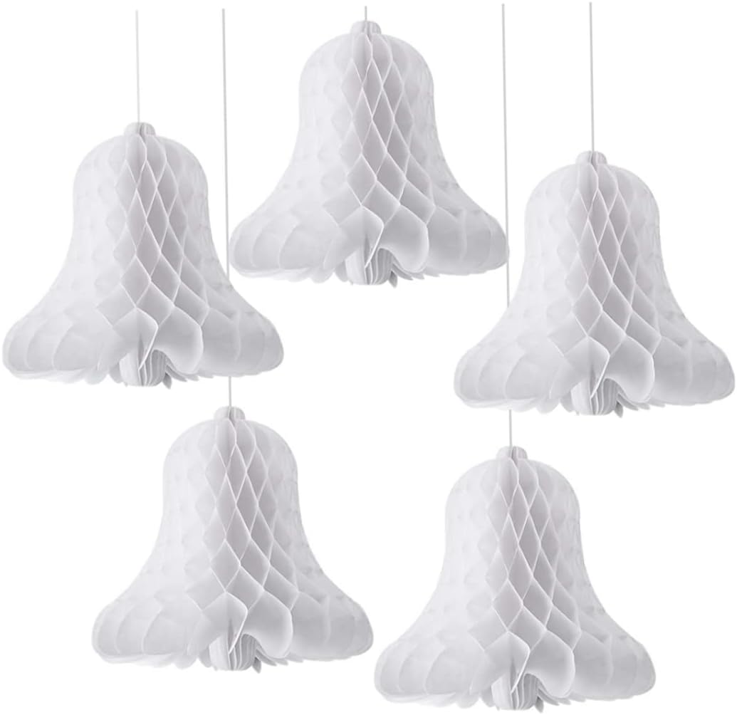 Amazon.com: Big Heavy Paper Bells Hanging Honeycomb Wedding Decorations ...