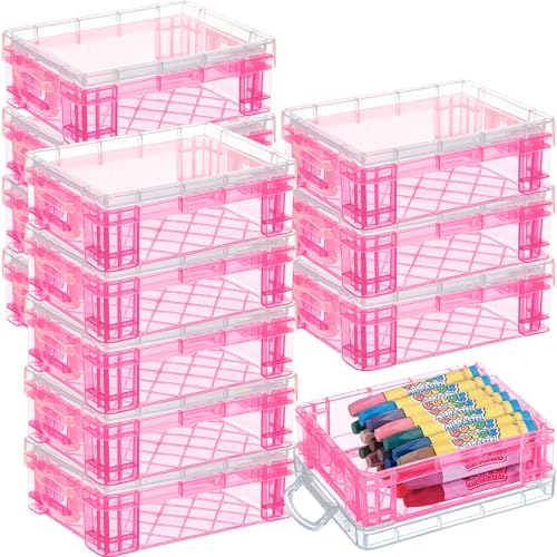 Amazon.com : Suzile 12 Pcs Plastic Clear Crayon Box with Lids Stackable ...