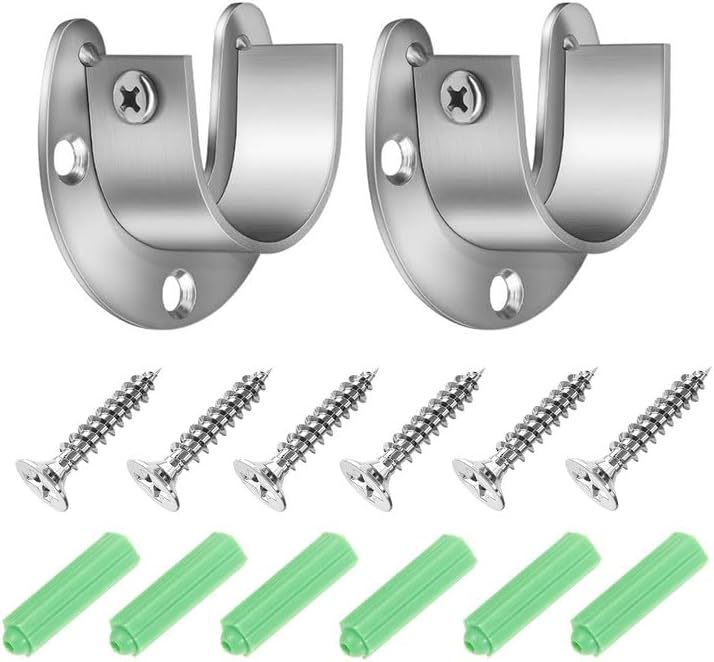 YCLFHOO 2 Pack Wardrobe Rail Brackets, 28 mm Flange Rod Holder, U ...