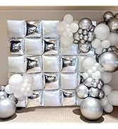 Amazon.com: Orgnafey Square Foil Metallic Silver Balloons Wall Tunnel ...