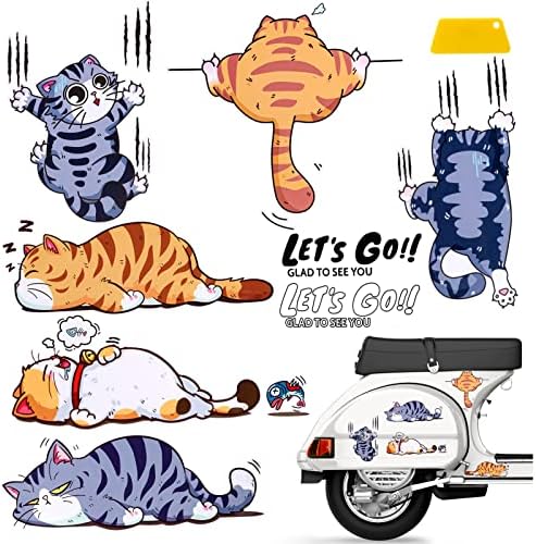 Delisouls 6 Stück Autoaufkleber Lustige Katze, PVC Katzen Aufkleber mit ...
