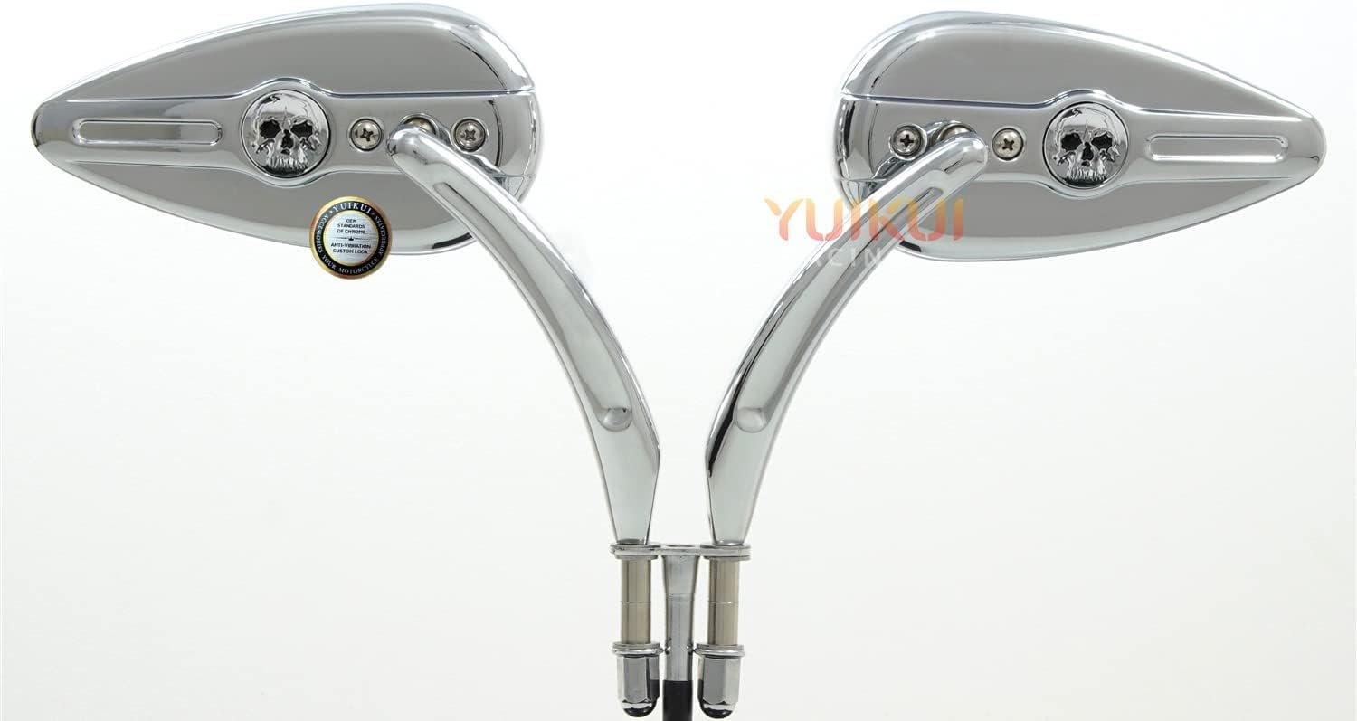 Amazon.com: Motorcycle Chrome Skull Mirrors Full Aluminum Rear view ...