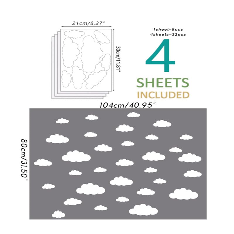 Snapklik.com : Clouds Wall Stickers Removable Peel And Stick Wallpaper ...