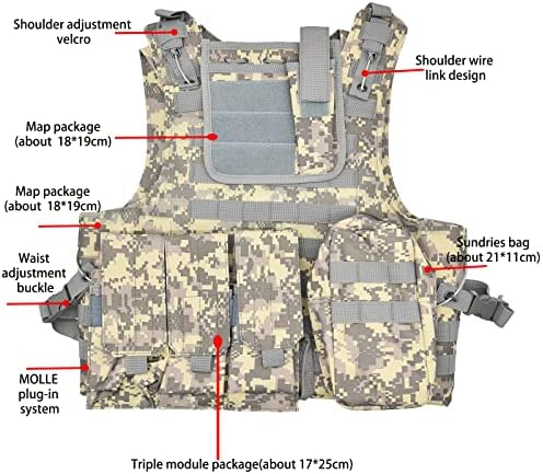 KIDYBELL ACU Adjustable Airsoft Vest Lightweight Oxford Cloth Training ...