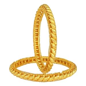 Buy MISSMISTER Traditional 1 Gram Gold-forming Brass Bangle Kada Set ...