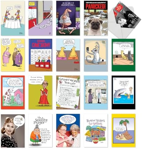 Amazon.com : NobleWorks 20 Assorted Box Set Funny Birthday Greeting ...