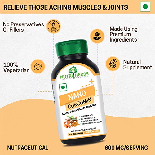NUTRI HERBS Nano Curcumin Plus 500 Mg 60 Capsules for Bones & Joints ...