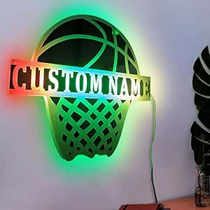 Amazon.com: Adfdrehhv Personalized Basketball Mirror Neon Sign, Custom ...