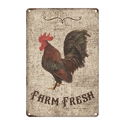 WoGuangis Rustic Chicken Hen Aluminum Metal Sign Retro Rooster Farm ...