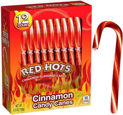 Amazon.com : Red Hots Cinnamon Flavored Candy Canes, Delicious ...