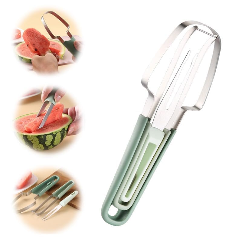 3-in-1 Watermelon Fork Slicer Cutter, 2024 Upgraded Stainless Steel ...