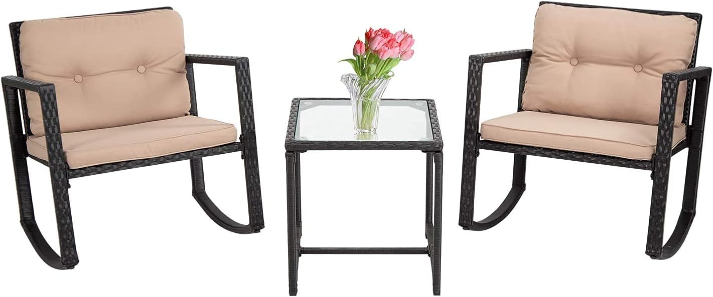 Amazon.com: FDW Outdoor Patio Wicker Rattan Chair Conversation Garden ...