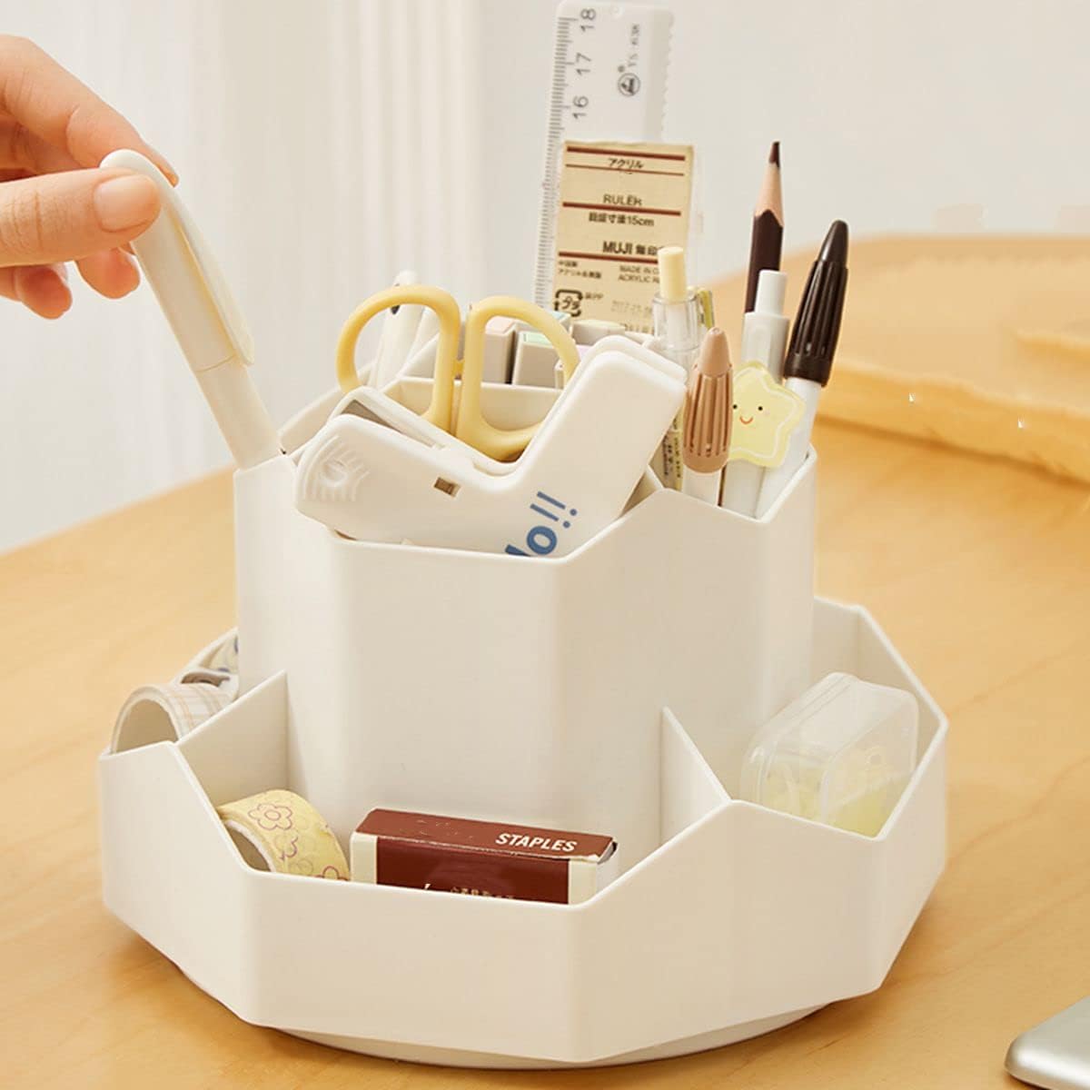 Amazon.com: Saikvi Desk Organizer Pen Organizer for Desk Rotating 360 ...