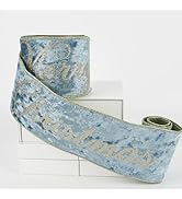 Amazon.com: HUIHUANG Christmas Velvet Wired Ribbon Navy Blue Silver ...