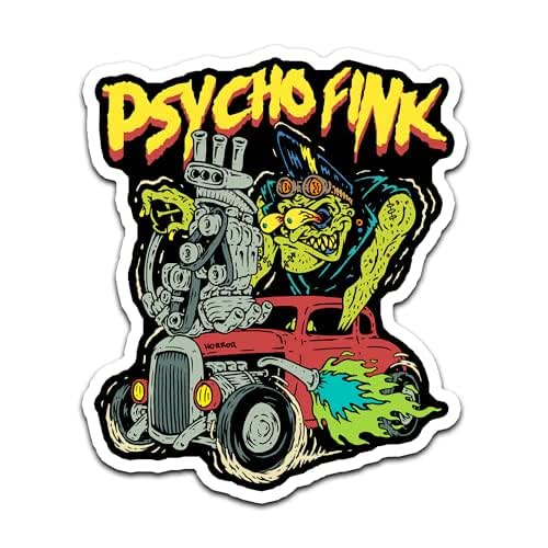 Amazon.com: 4" Psycho Fink Monster Dragster Hot Rod Sticker Rat Rod ...
