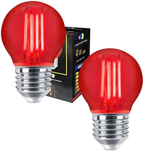 2 x Ambient Fireglow 4w LED Golf Ball Red Light Bulb E27 Clear Glass ...