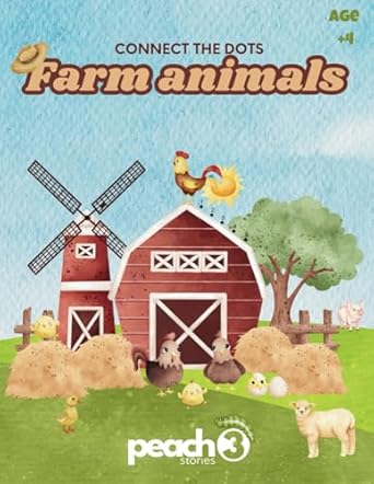 Farm animals Connect Dots: Coloring Book: Stories, Peach3 ...