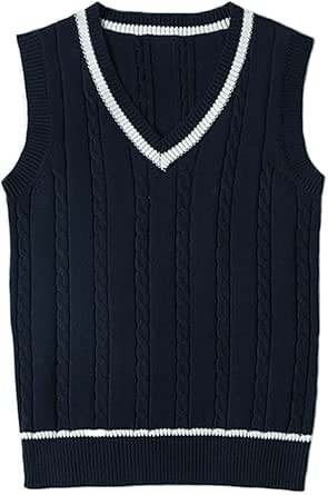 Amazon.co.jp: WETURAST School Vest, V-Neck Knit Vest, Girls, Students ...