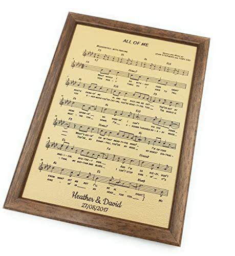 Amazon.com: Music notes sheet engraved on real leather, 3rd wedding ...