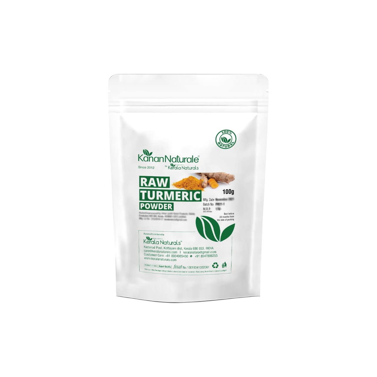 Kerala Naturals Raw Turmeric Powder 100gm - Curcumin Rich Healthy ...