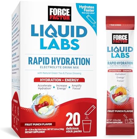 Amazon.com: FORCE FACTOR Liquid Labs Energy Drink, Electrolytes Powder ...