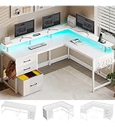Amazon.com: SEDETA 69" L Shaped Desk with Drawers, Convertible Corner ...
