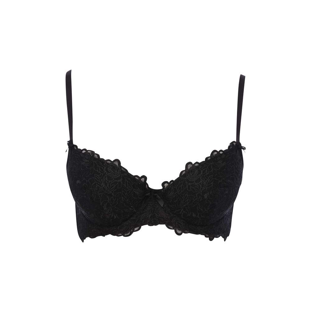Buy NAYOMI Womens Lace Padded Underwired Push Up Bra (Black_34B) at ...