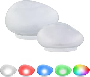 SUNNYPARK Solar Garden Lights Outdoor Set of 2 Frosted Glass Pebble ...