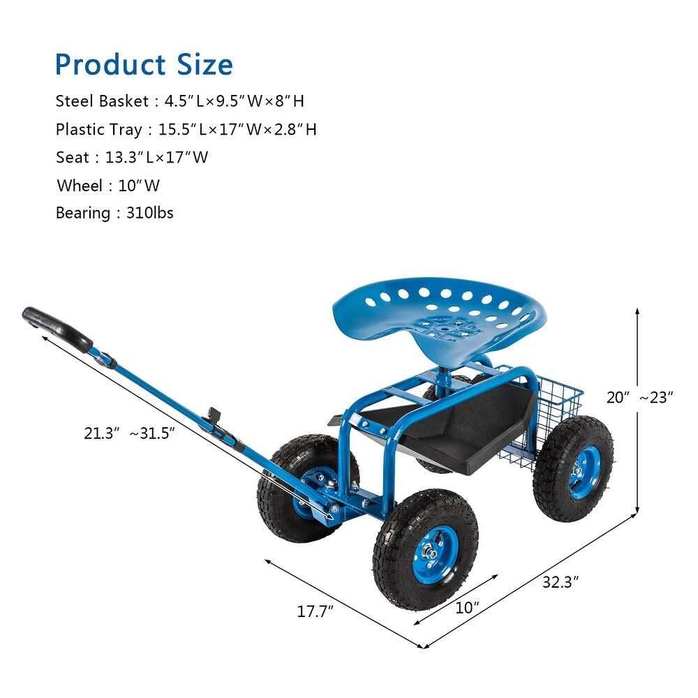 Garden Cart with Seat, Wagon Cart Rolling Scooter for Planting, Patio ...