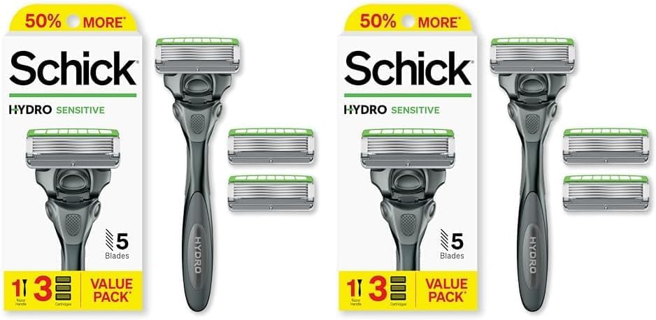 Amazon.com: Schick Hydro Sensitive Razor, 1 Razor Handle and 3 ...