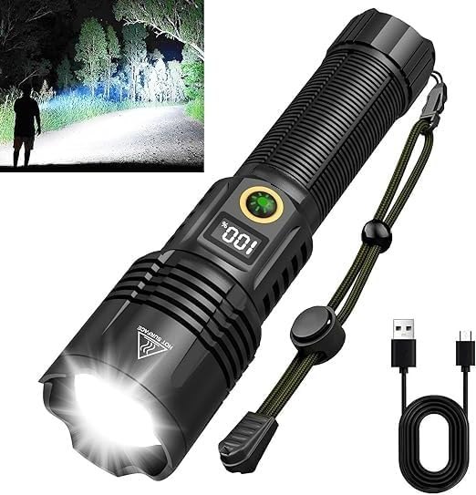 Zorzel 200000 Lumen Rechargeable Tactical Flashlight, Bright Torch ...