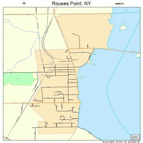 Large Street & Road Map of Rouses Point, New York NY - Printed poster ...
