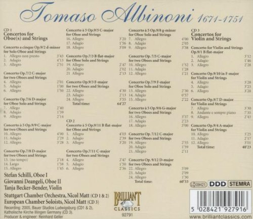 Albinoni Oboe Concertos Complete Op 7 9 - Yaxa Colombia