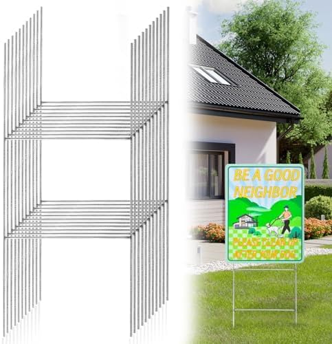 Amazon.com : 12 Pack Heavy Duty Metal H Frame Wire H Stakes, 17.5'' x 7 ...