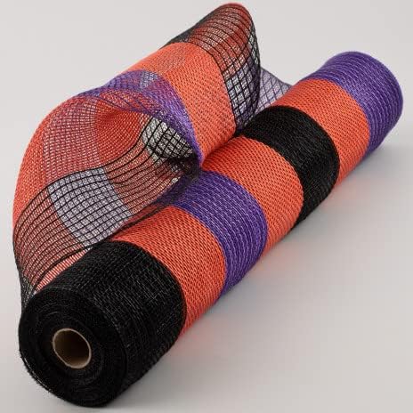 Amazon.com: Poly Jute Deco Mesh: Black, Orange, Purple Wide Stripe 21 ...