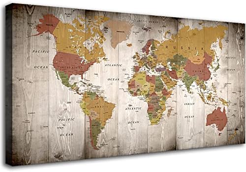 Amazon.com: World Map Wall Art for Office Nautical Wall Decor Vintage ...