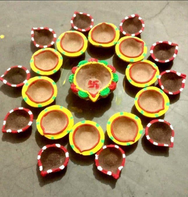Buy MAA AADISHAKTI Handmade Cow Dung Diya L Colourful Diyas Natural ...