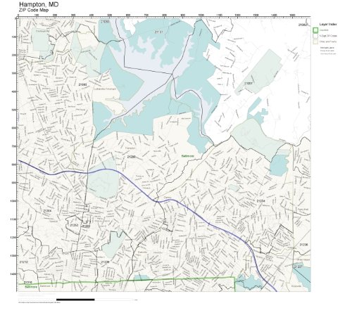 Amazon.com : ZIP Code Wall Map of Hampton, MD ZIP Code Map Not ...