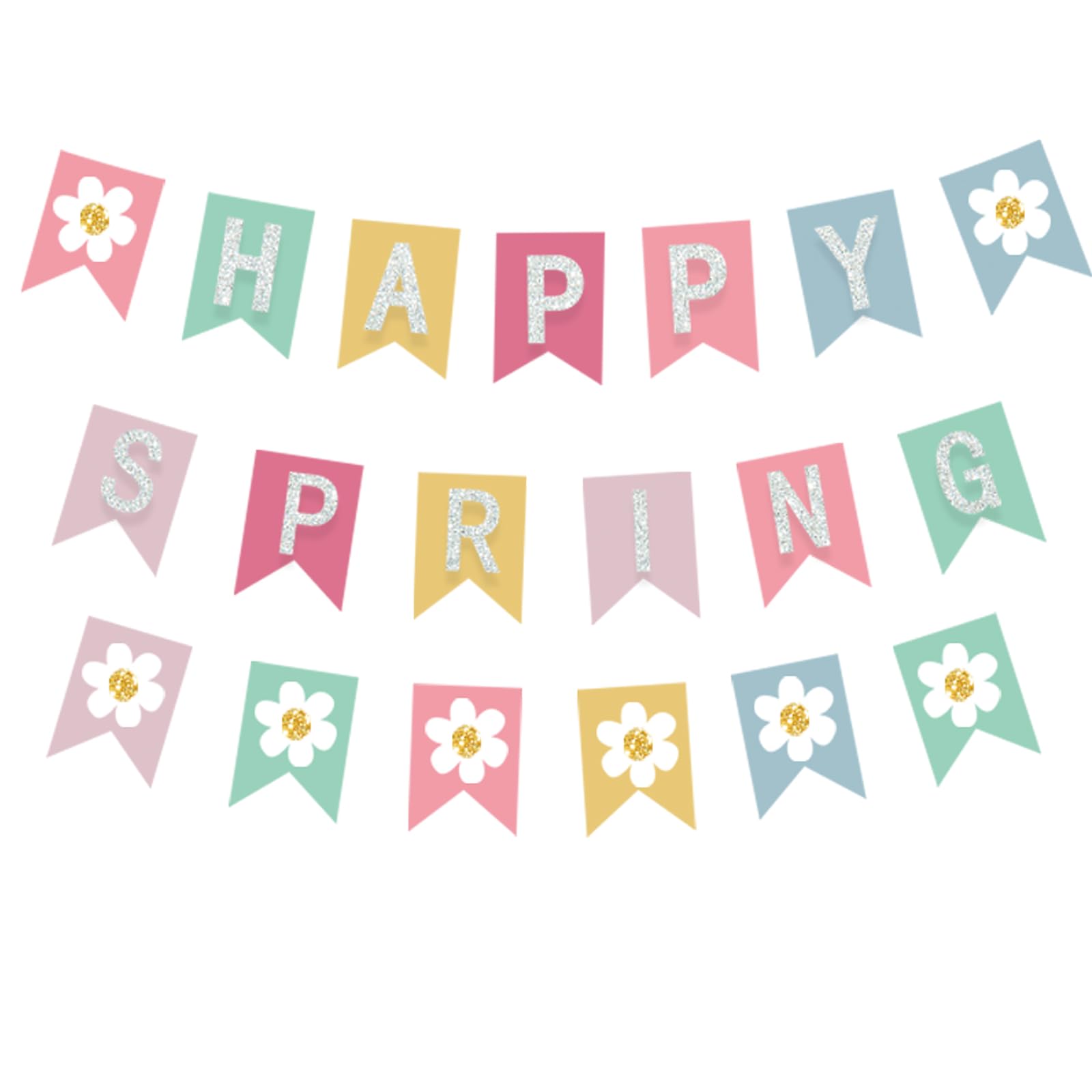 Amazon.com: Happy Spring Banner Flower Banner Colorful Glittery Spring ...