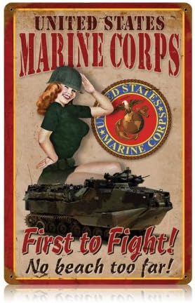 Amazon.com: USMC Pin Up Allied Military Vintage Metal Sign - Victory ...