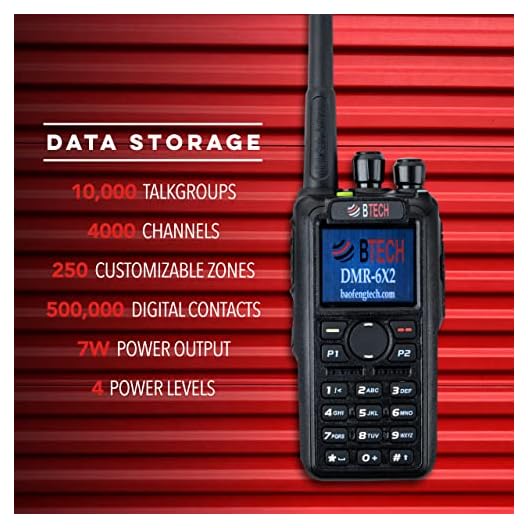 BTECH DMR-6X2 PRO DMR & Analog Two-Way Radio (Bluetooth + GPS) USB-C ...