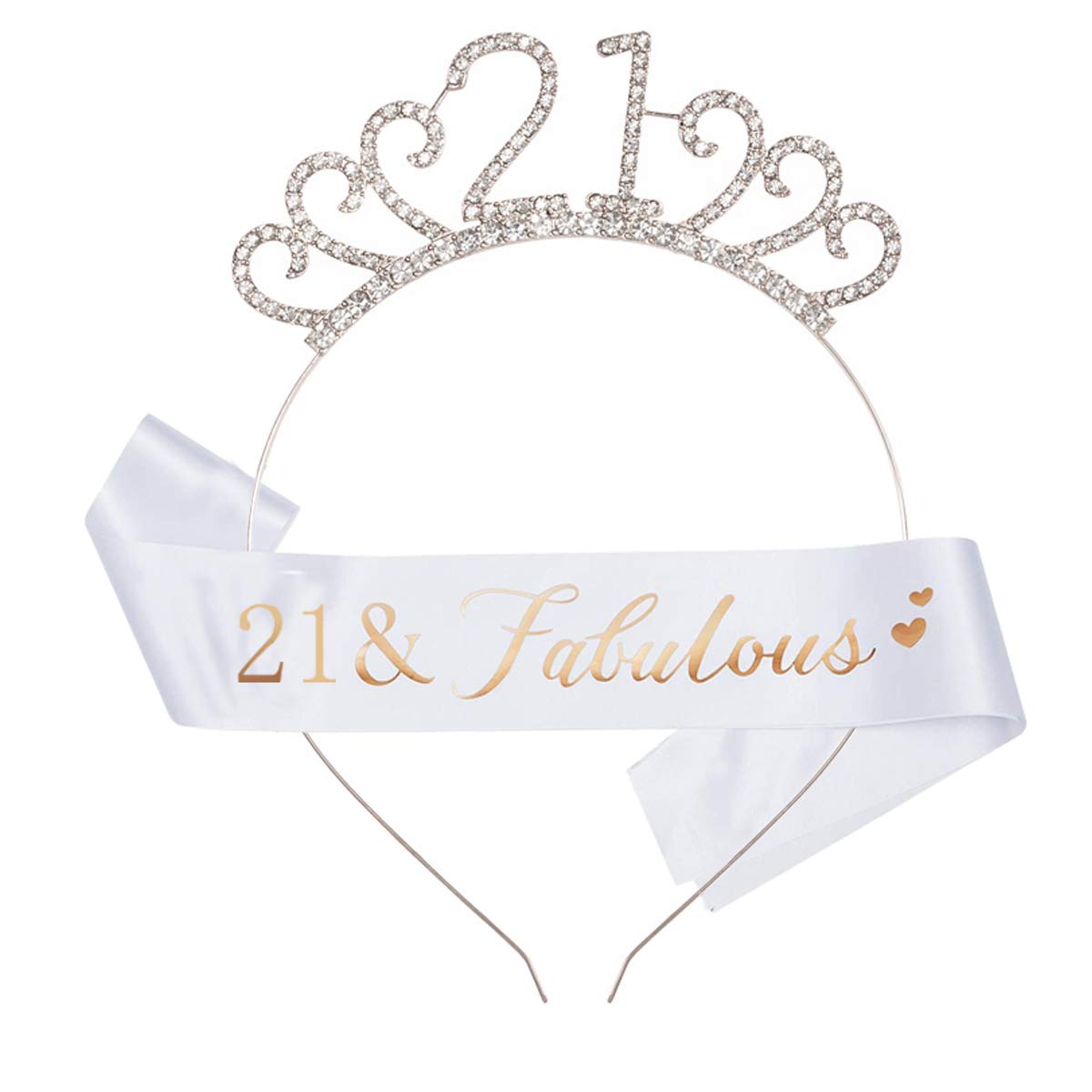 Buy Fantasyon 21th Birthday Crown and Sash, Crystal Tiara Birthday ...