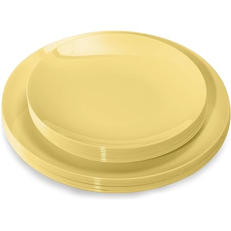 Amazon.com: FLOWERCAT 60PCS Yellow Plates - Heavy Duty Yellow Plastic ...